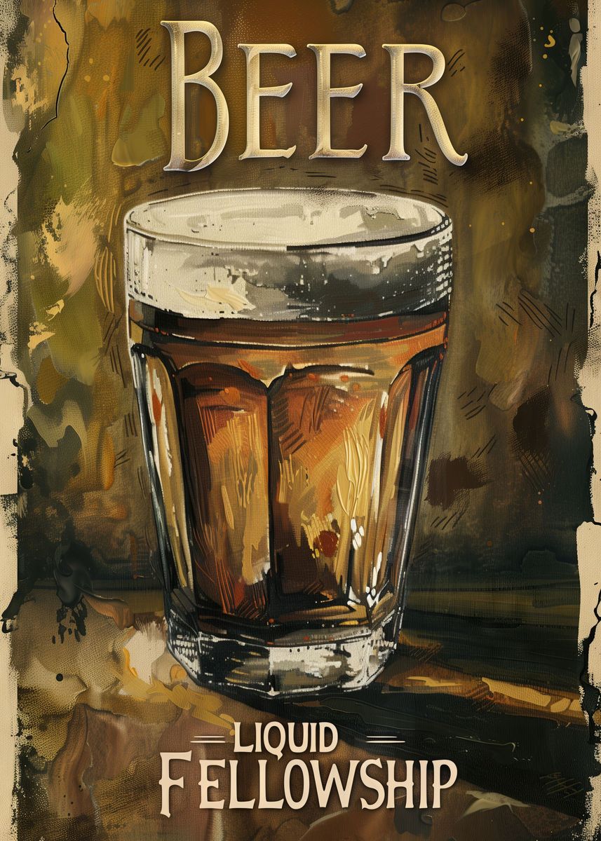 'Beer liquid fellowship' Poster, picture, metal print, paint by ...