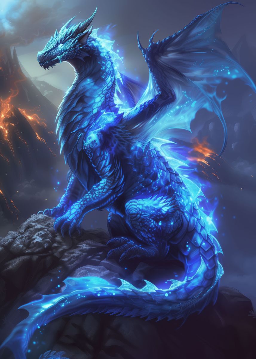 'Ethereal Blue Dragon' Poster, picture, metal print, paint by Frank ...