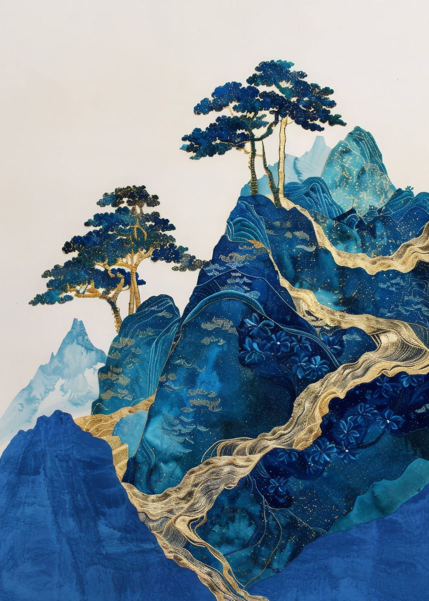 'Landscape Blue Gold' Poster, picture, metal print, paint by Morgan Yon ...