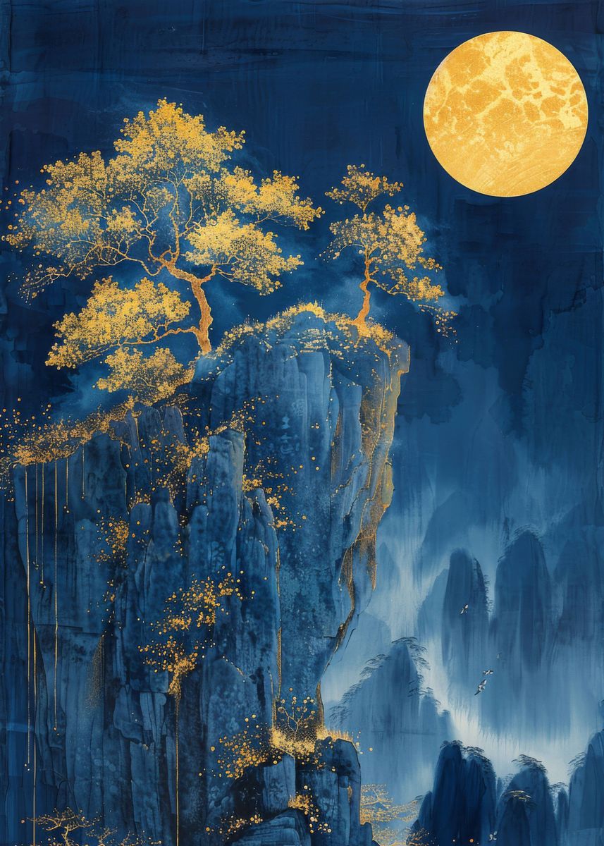 'Landscape Blue Gold' Poster, picture, metal print, paint by Morgan Yon ...
