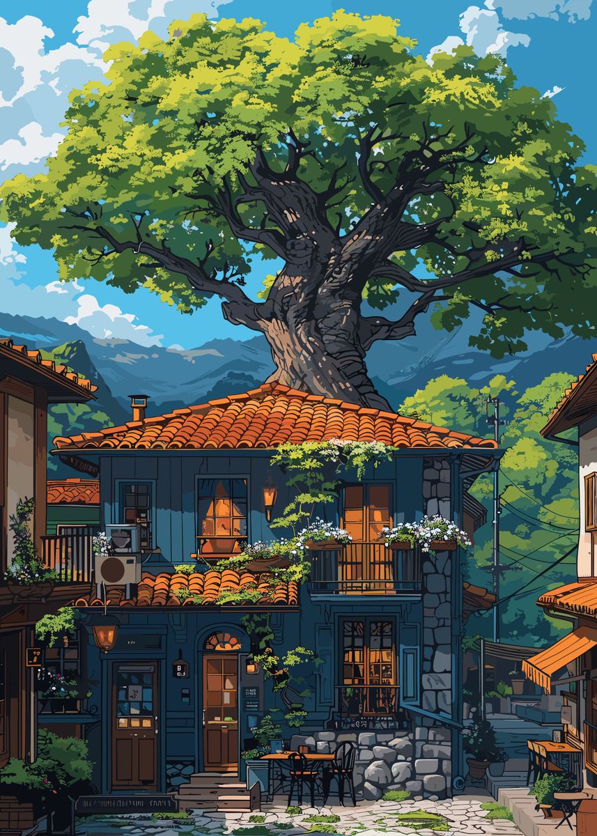 'Italian House' Poster, picture, metal print, paint by SuperNova | Displate