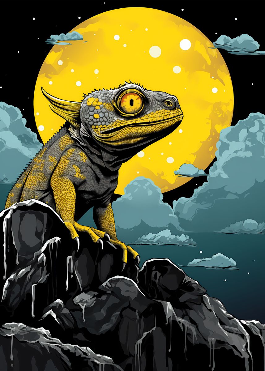 'Chameleon on a Rock' Poster, picture, metal print, paint by Spooky ...