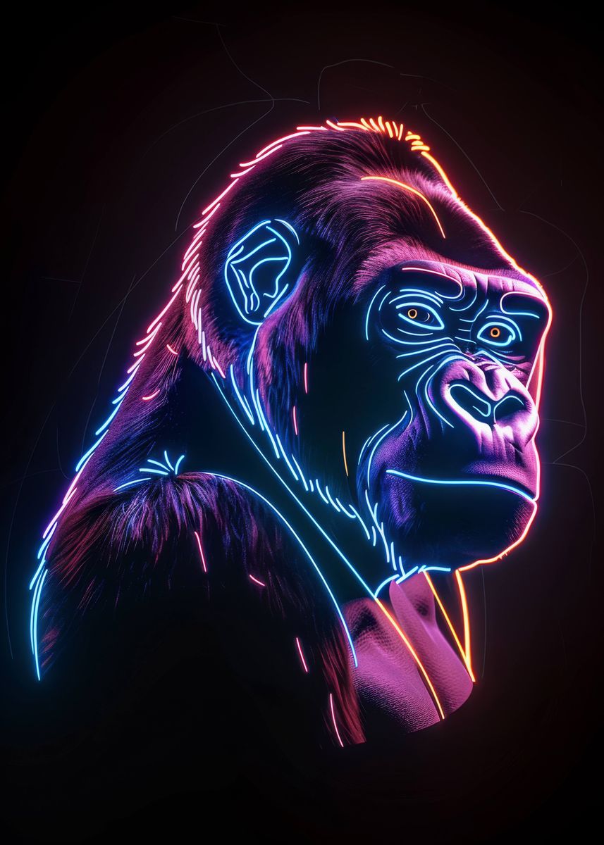 'Animal Neon' Poster, picture, metal print, paint by Adam Reed | Displate
