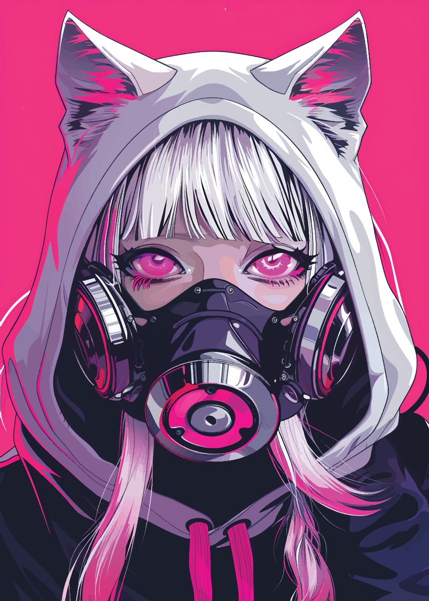 'Anime Cat Girl Mask' Poster, picture, metal print, paint by Adryan ...