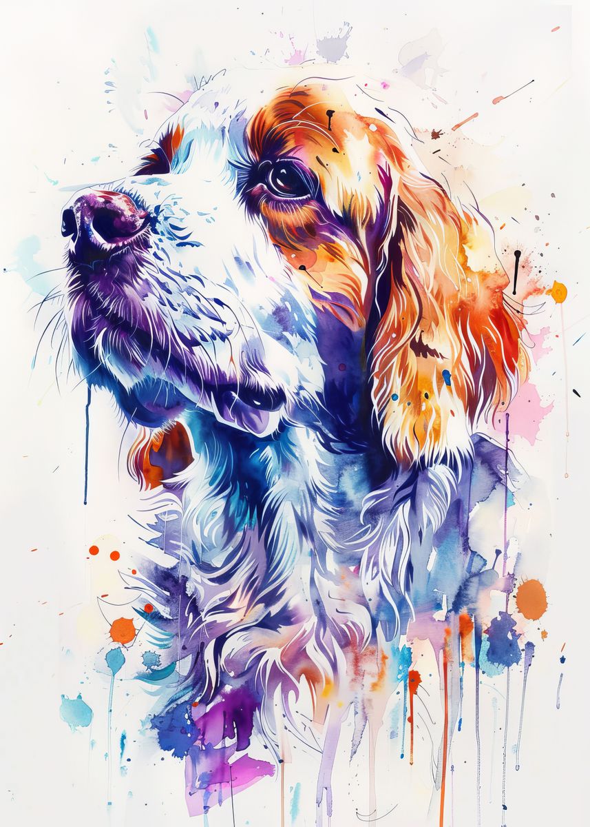 'Clumber Spaniel Watercolor' Poster, picture, metal print, paint by ...
