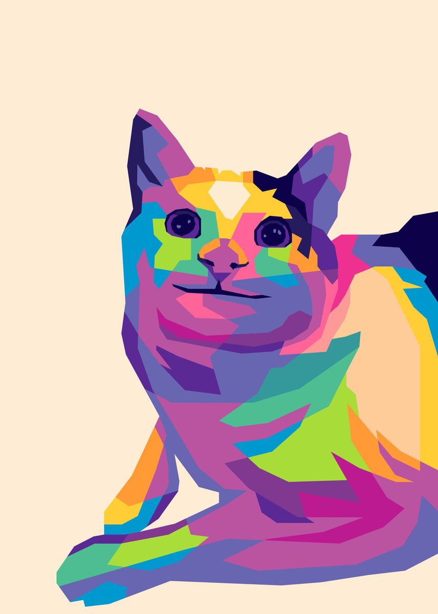 'Smile Cat Meme' Poster, picture, metal print, paint by David Art ...