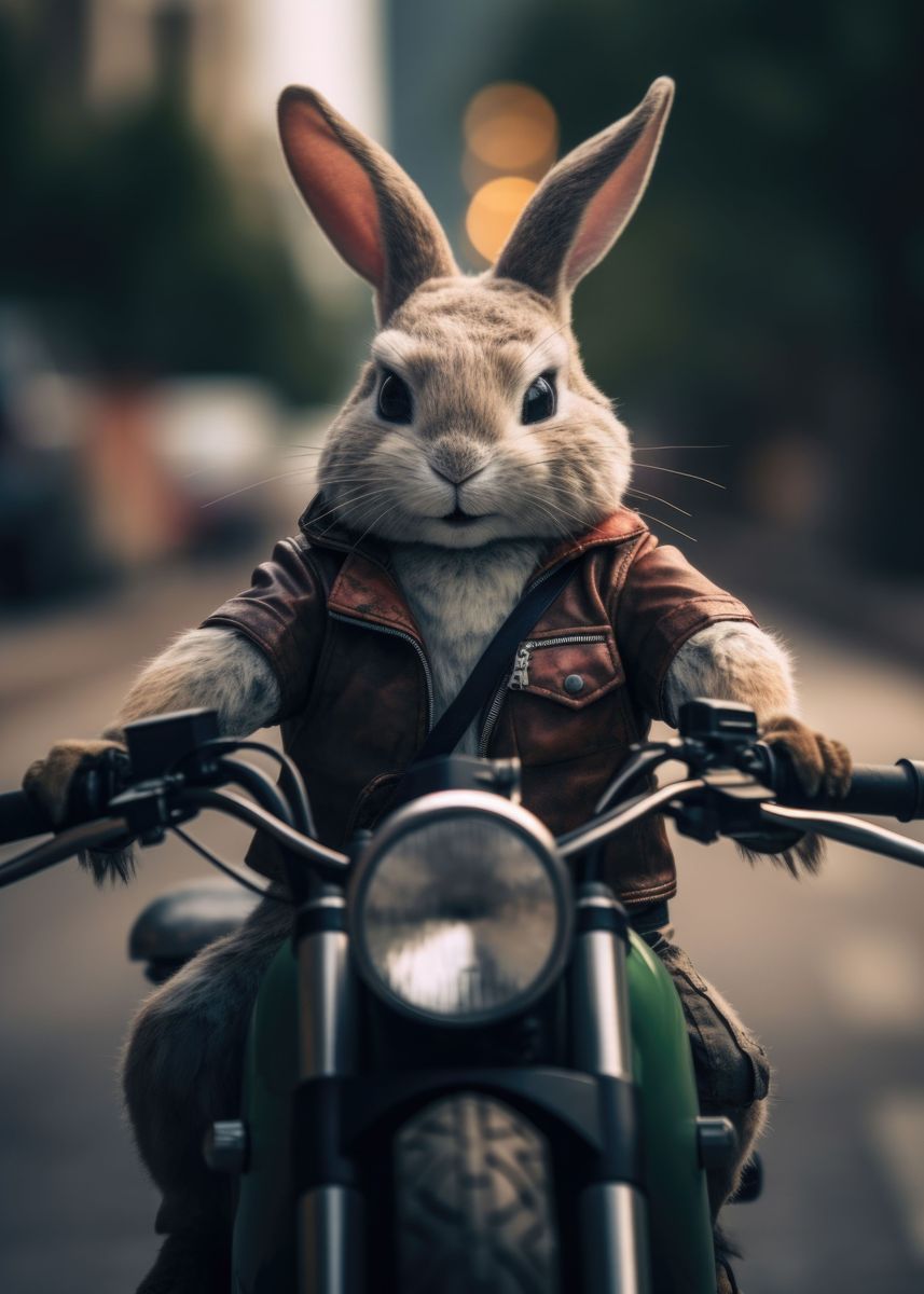 'Bunny on Bike 2' Poster, picture, metal print, paint by JR Artworks ...