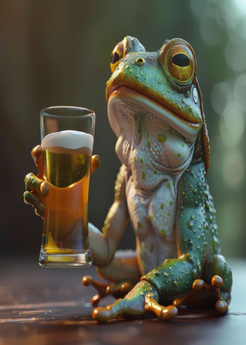 'Frog Beer' Poster, picture, metal print, paint by Henning Seifert ...