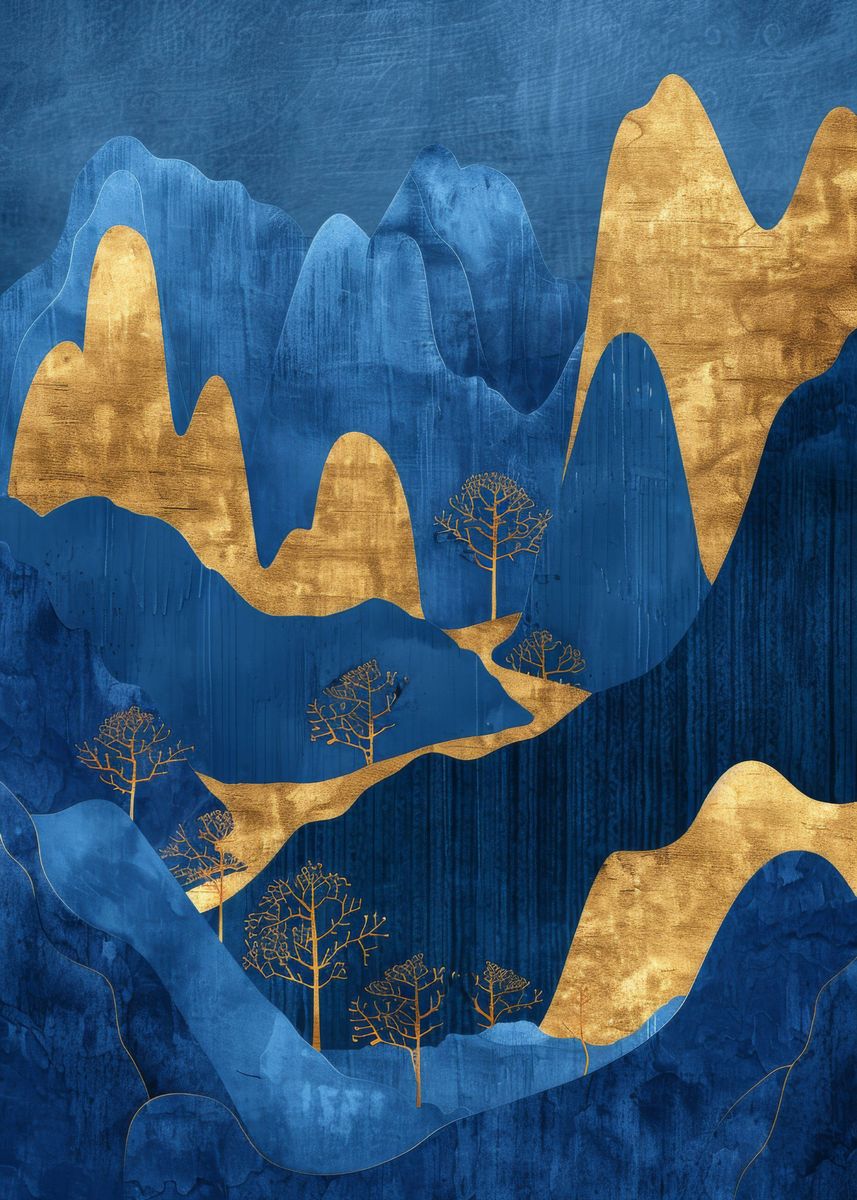 'Landscape Blue Gold' Poster, picture, metal print, paint by Morgan Yon ...