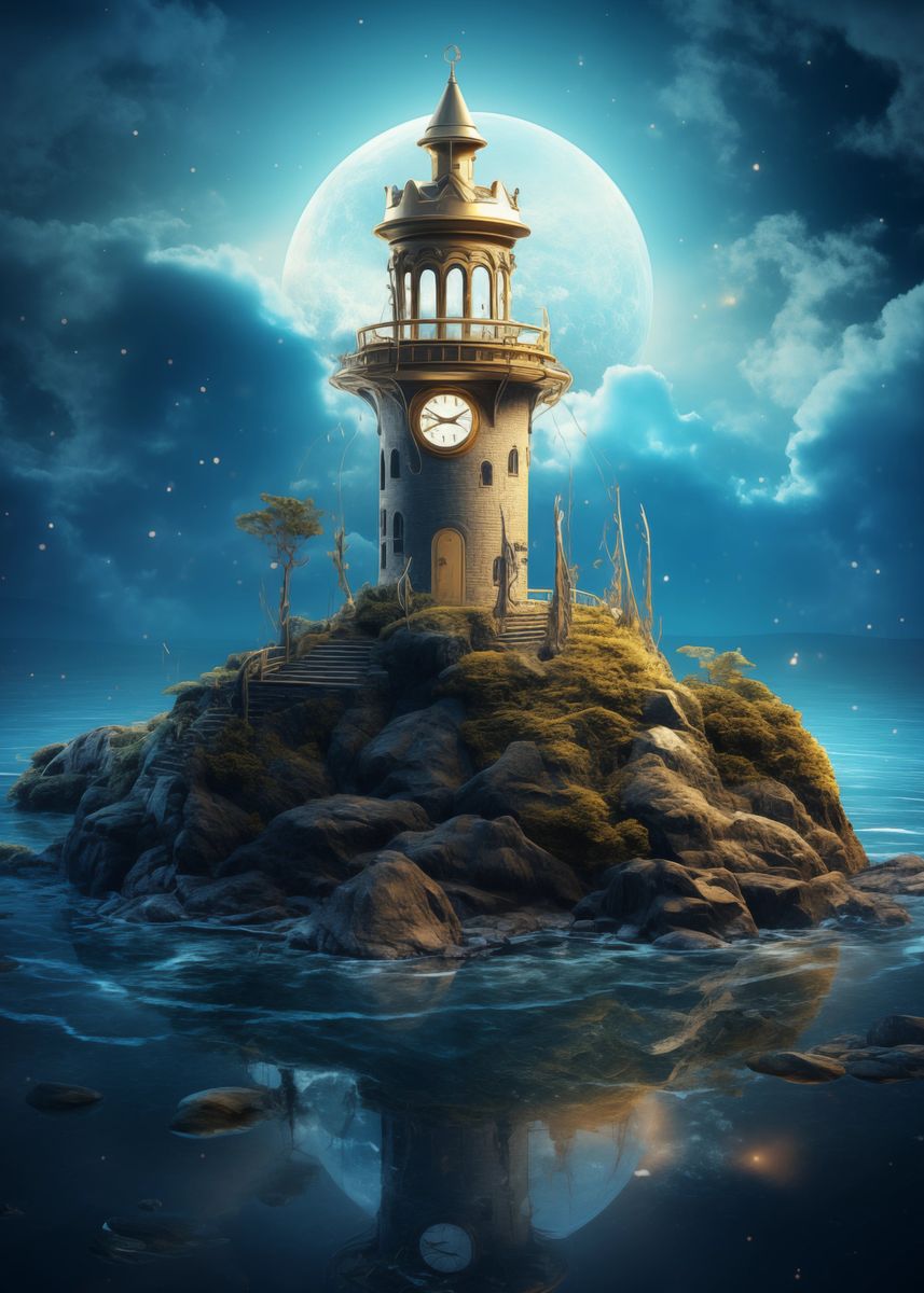 'Fantasy Lighthouse' Poster, picture, metal print, paint by PERMADI ...