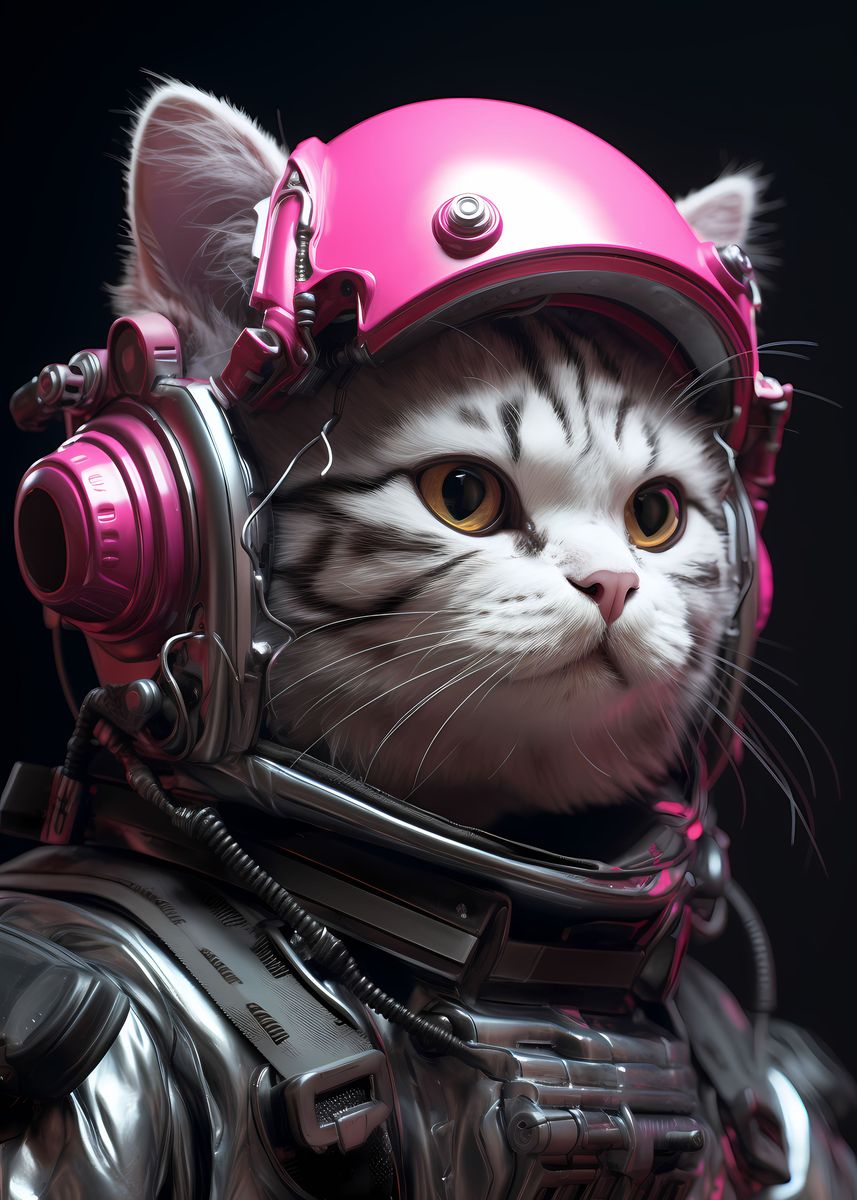 'Cute Cyberpunk Cat ' Poster, picture, metal print, paint by Autophil ...