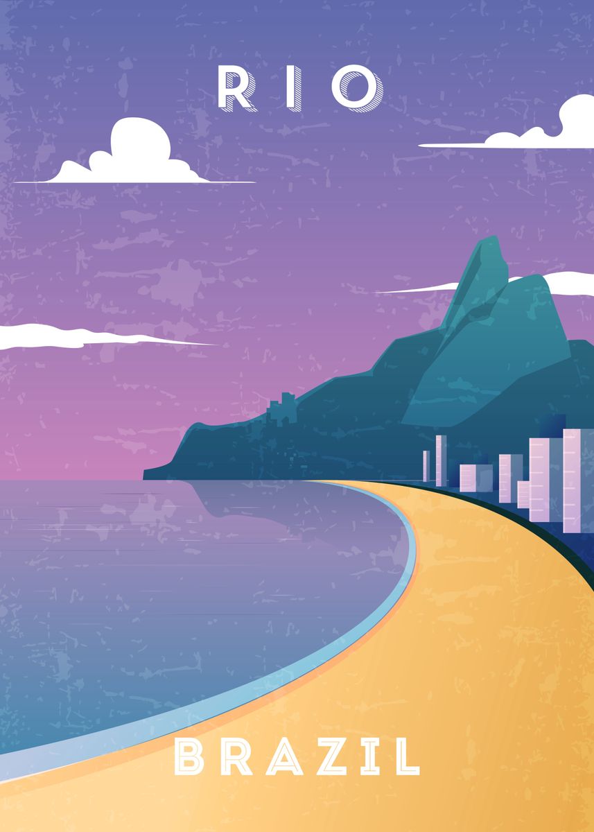 'Rio de Janeiro Brazil' Poster, picture, metal print, paint by Moon ...