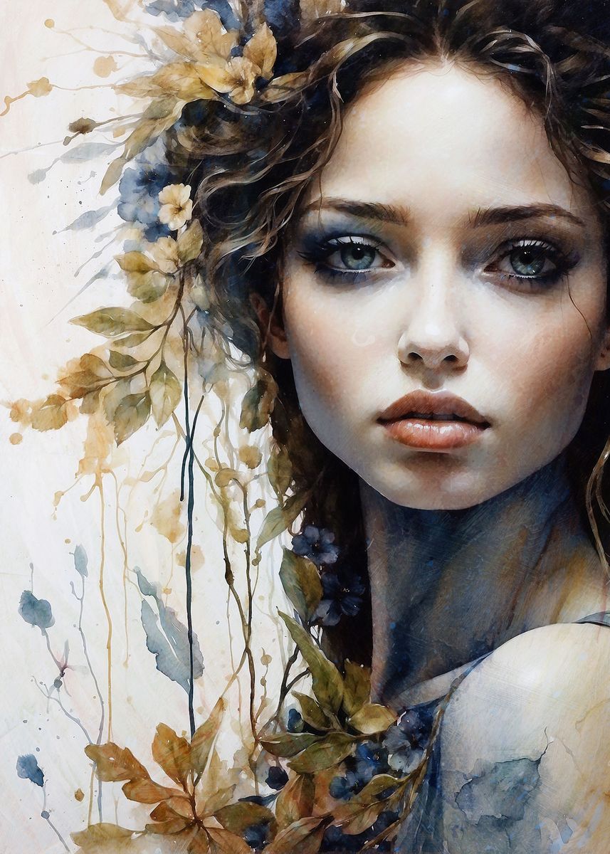 'Beautiful Autumn Goddess' Poster, picture, metal print, paint by ...