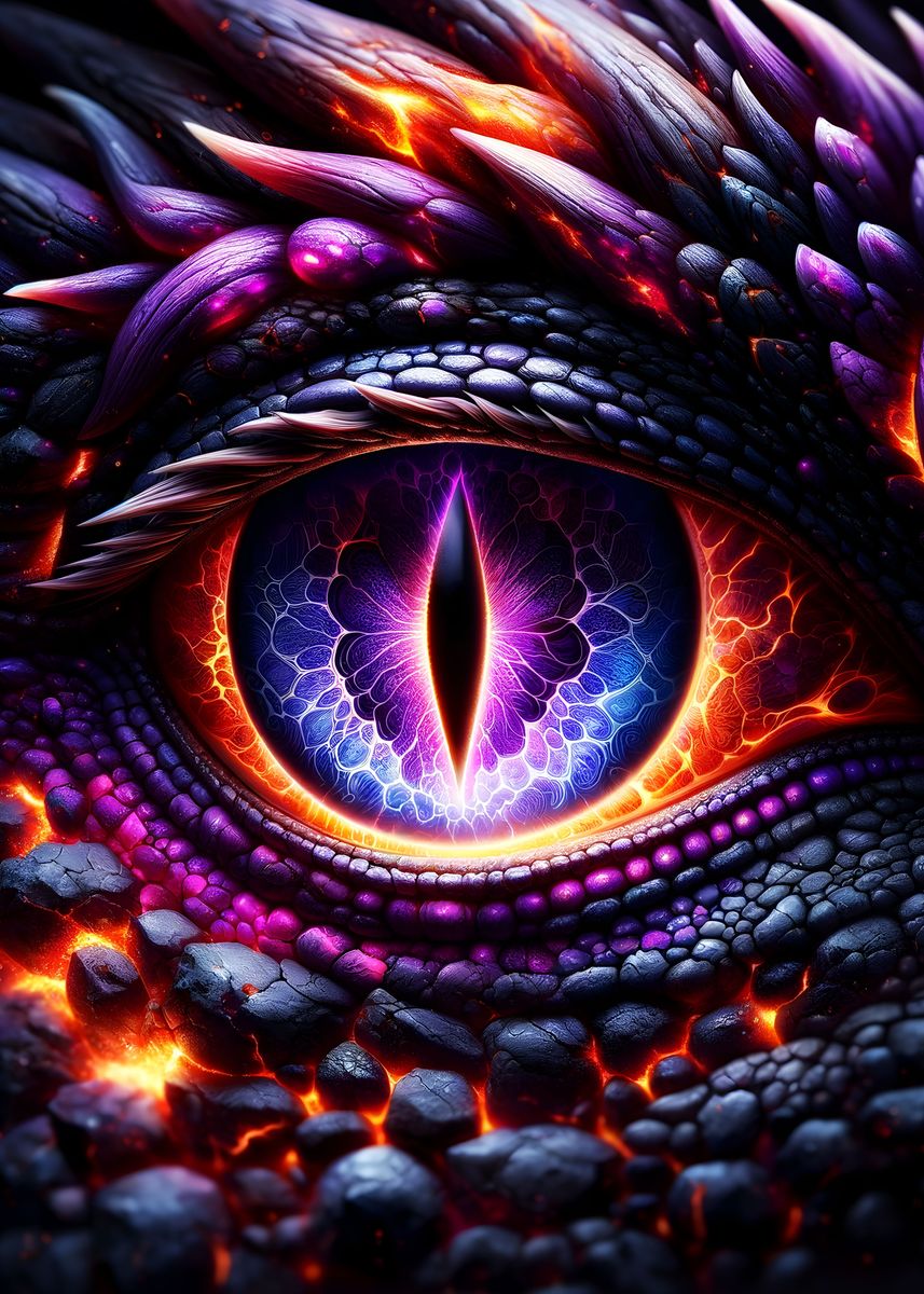 'Purple Dragon Eye' Poster, picture, metal print, paint by MDZ | Displate