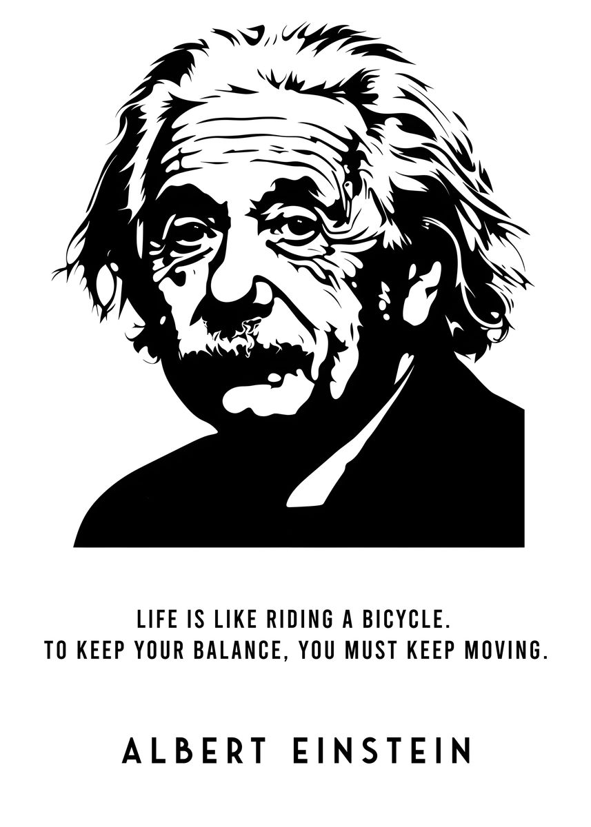 'Albert Einstein Bicycle' Poster, picture, metal print, paint by ...