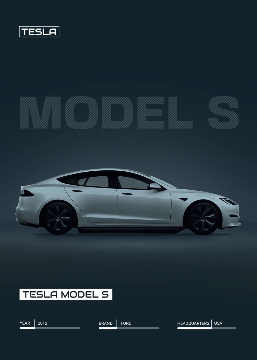 'Tesla Model S Car' Poster, picture, metal print, paint by Basues ...