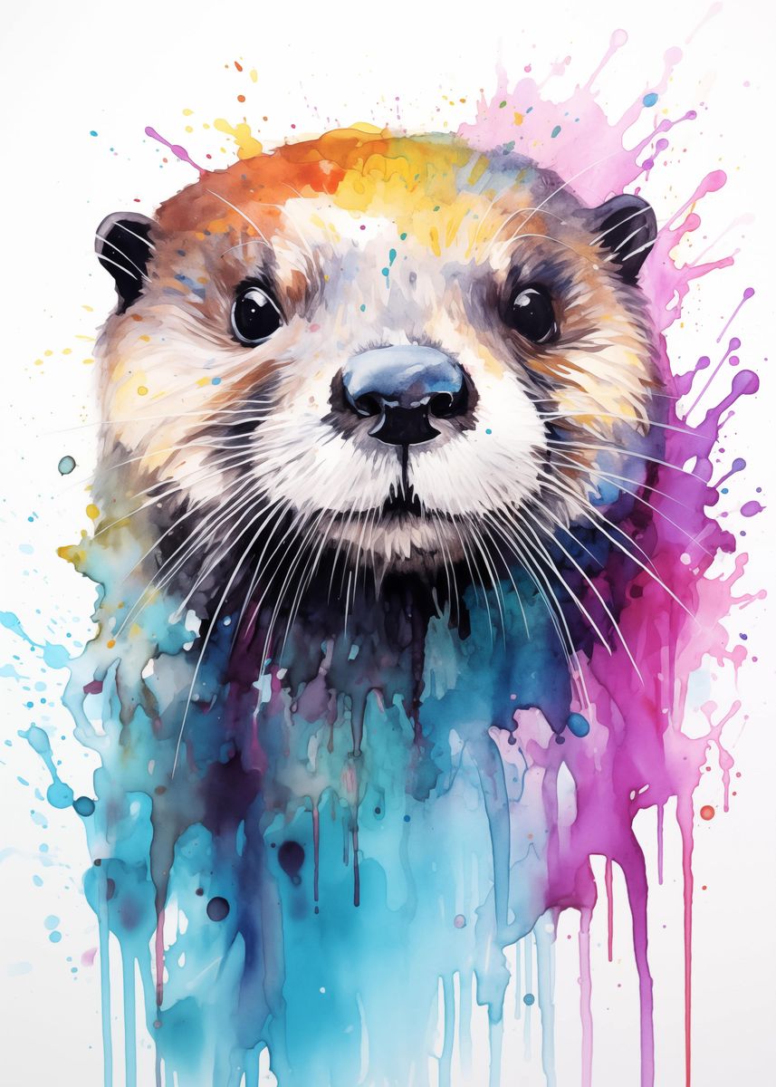 'Watercolor Sea Otter' Poster, picture, metal print, paint by ELYussArt ...