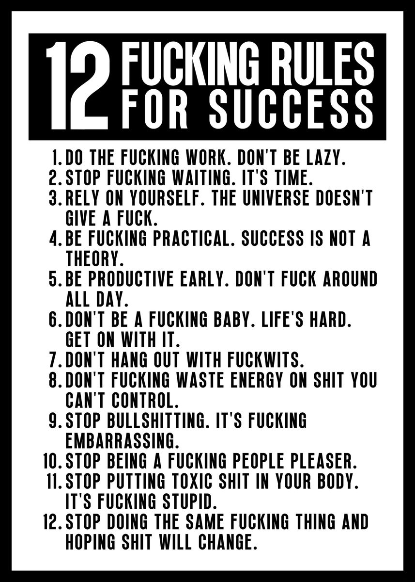 '12 Rules For Success' Poster, picture, metal print, paint by slamet ...