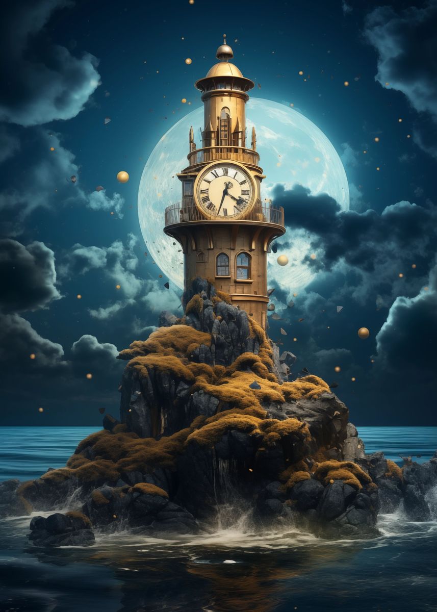 'Fantasy Lighthouse' Poster, picture, metal print, paint by ...