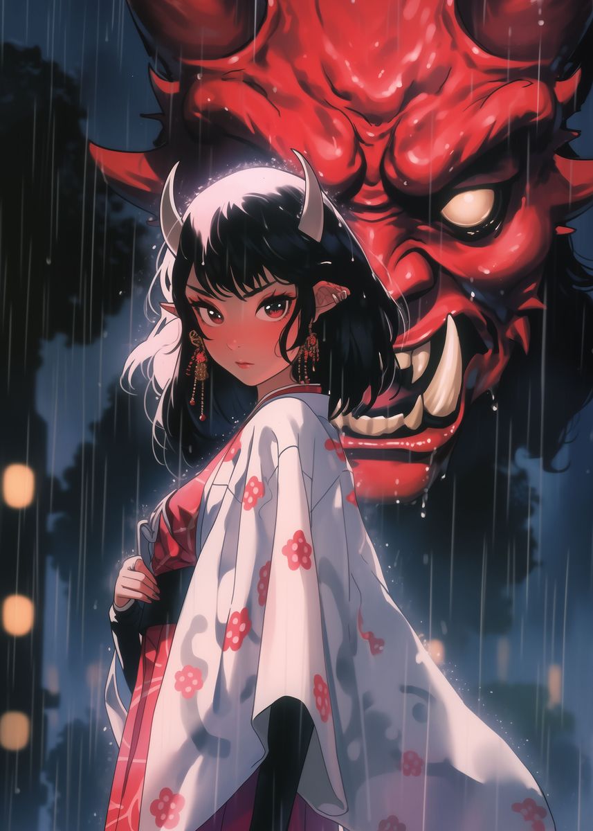 'Demon Oni Girl' Poster, picture, metal print, paint by Pixel Alchemist ...