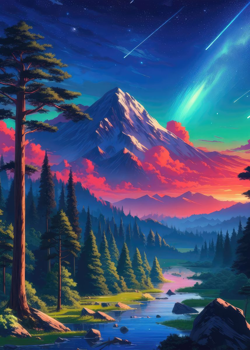 'Landscape V22' Poster, picture, metal print, paint by Art Fundamentals ...