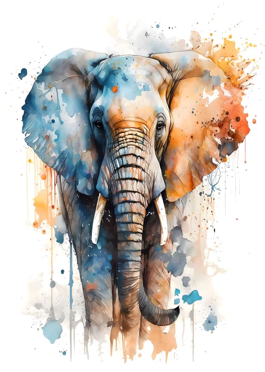'Abstract African Elephant' Poster, picture, metal print, paint by EB ...
