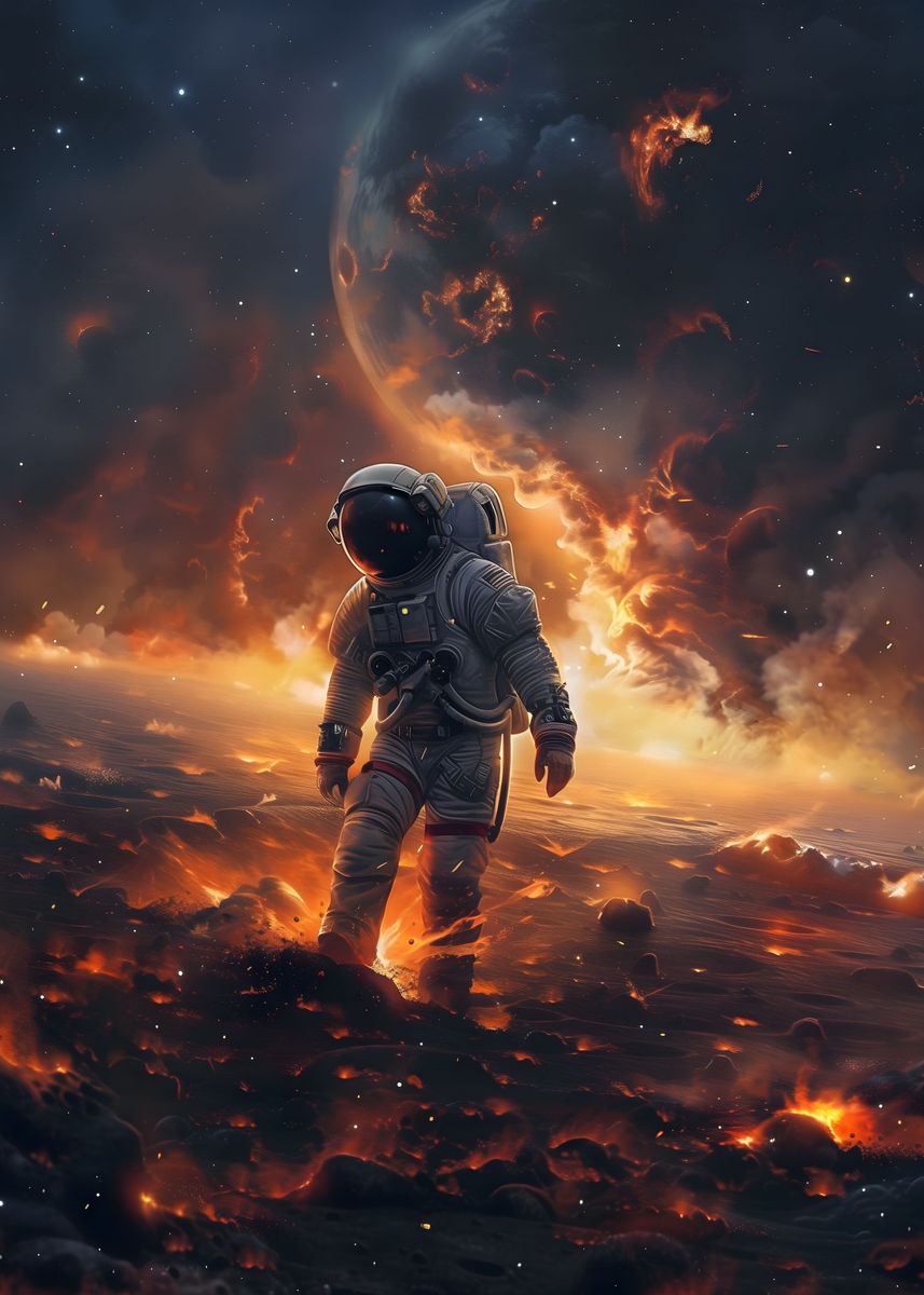 'Cosmonaut' Poster, picture, metal print, paint by Elipscease | Displate