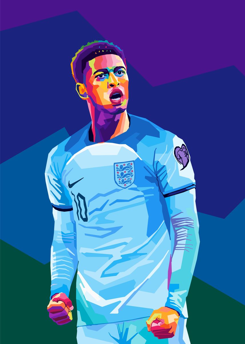 'Jude Bellingham Wpap Art' Poster, picture, metal print, paint by Ken ...