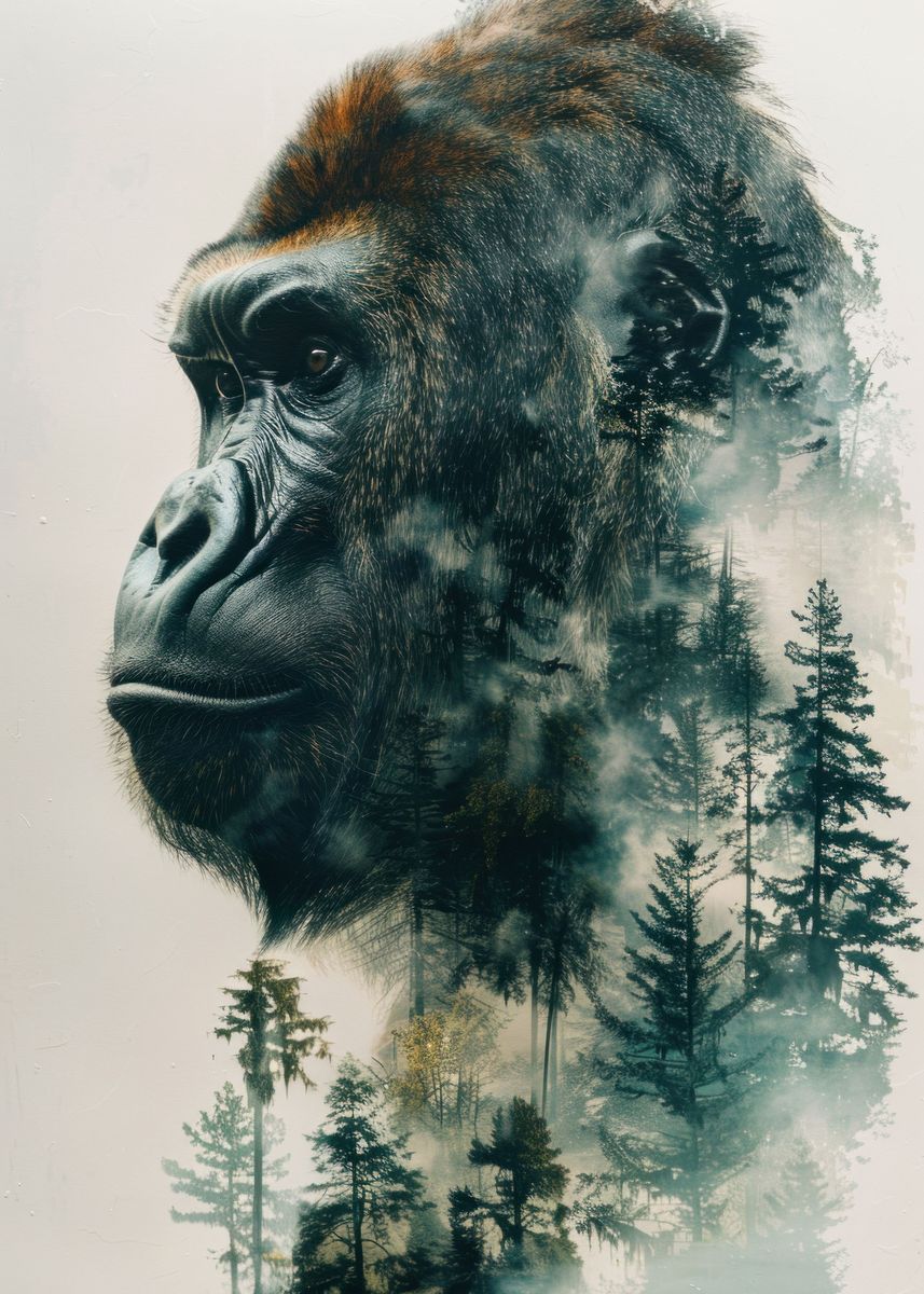 'Gorilla' Poster, picture, metal print, paint by Byrdyak | Displate