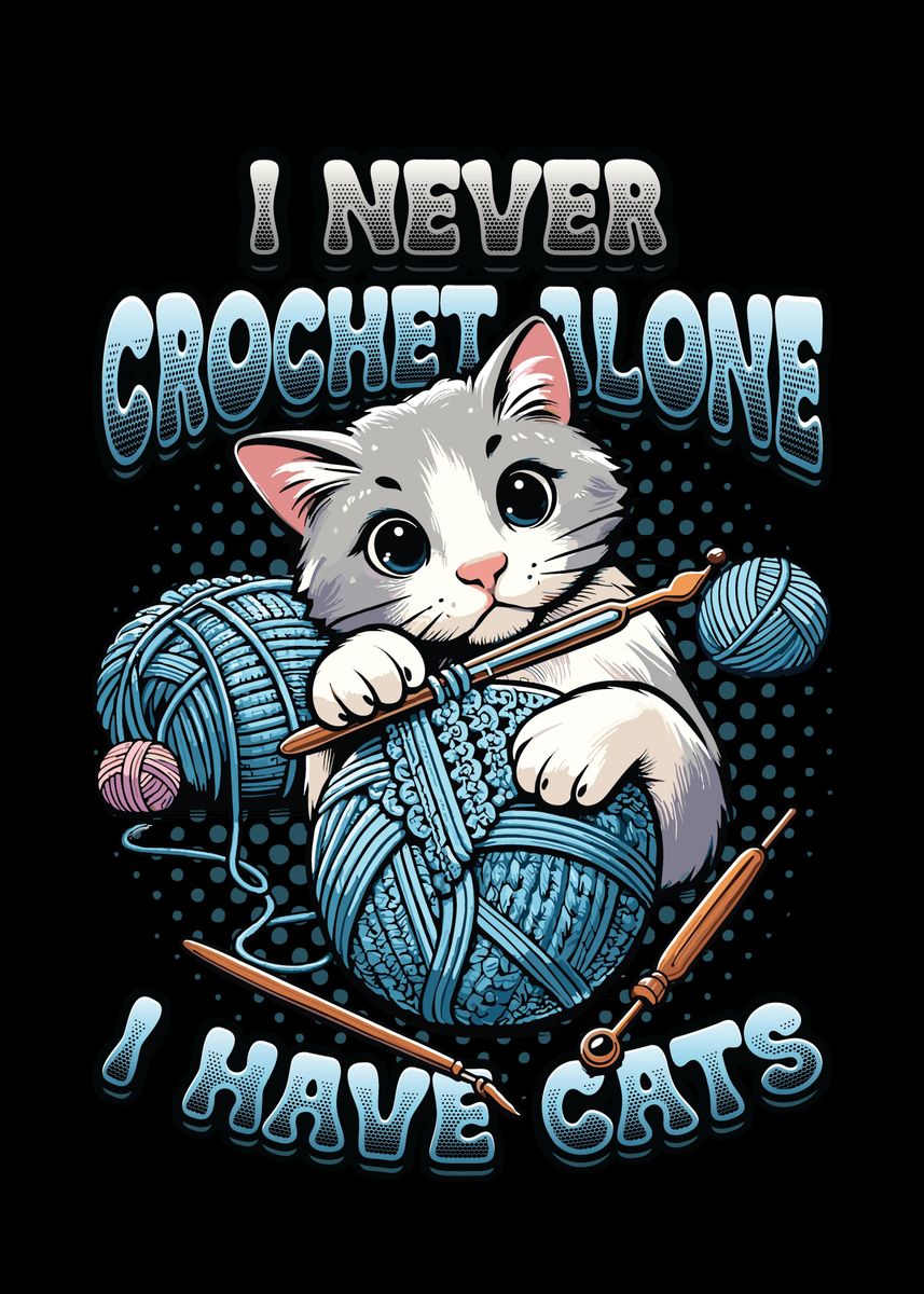 'Cats Yarn Crochet' Poster, picture, metal print, paint by Sascha ...