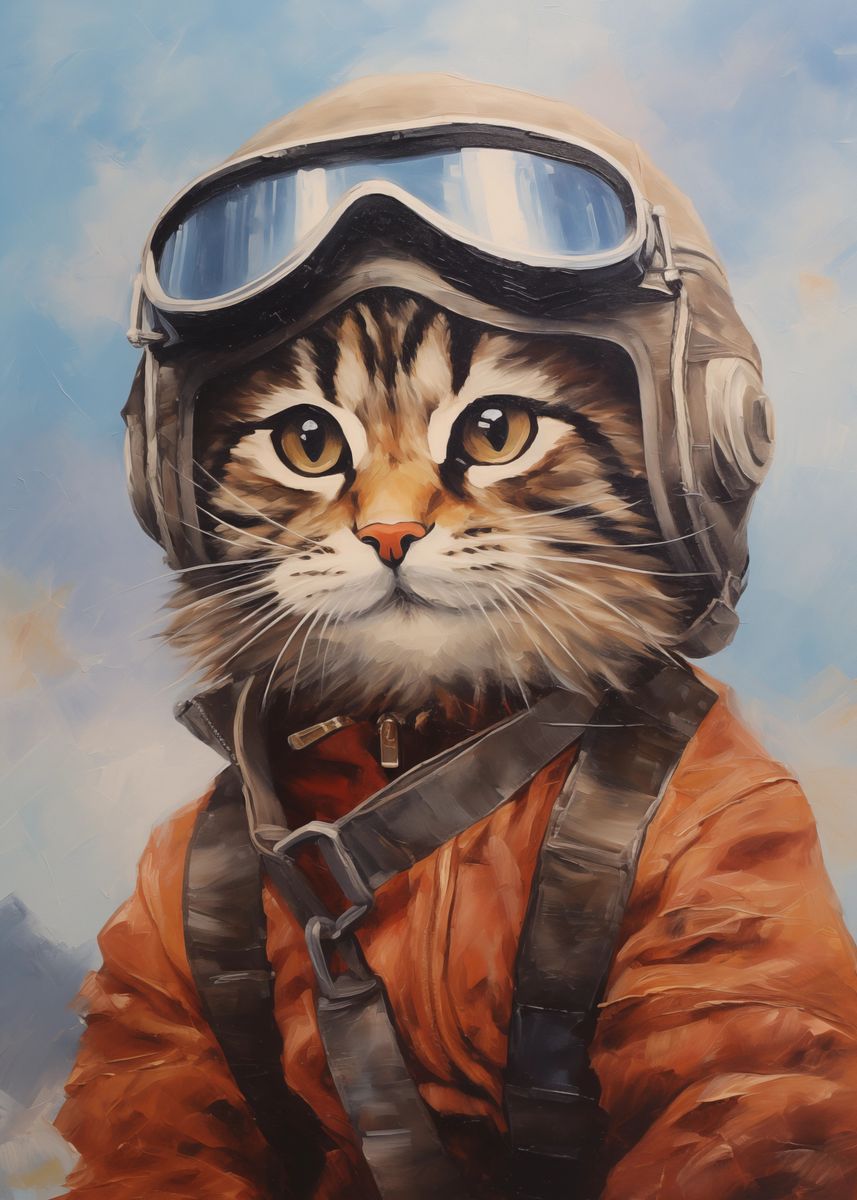 'Kitty Helicopter Pilot' Poster, picture, metal print, paint by Boot ...