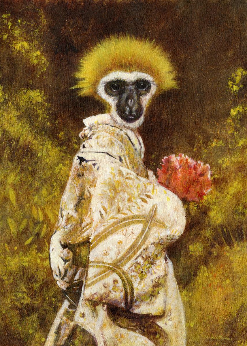 'Gibbon Geisha' Poster, picture, metal print, paint by Michael Thomas ...
