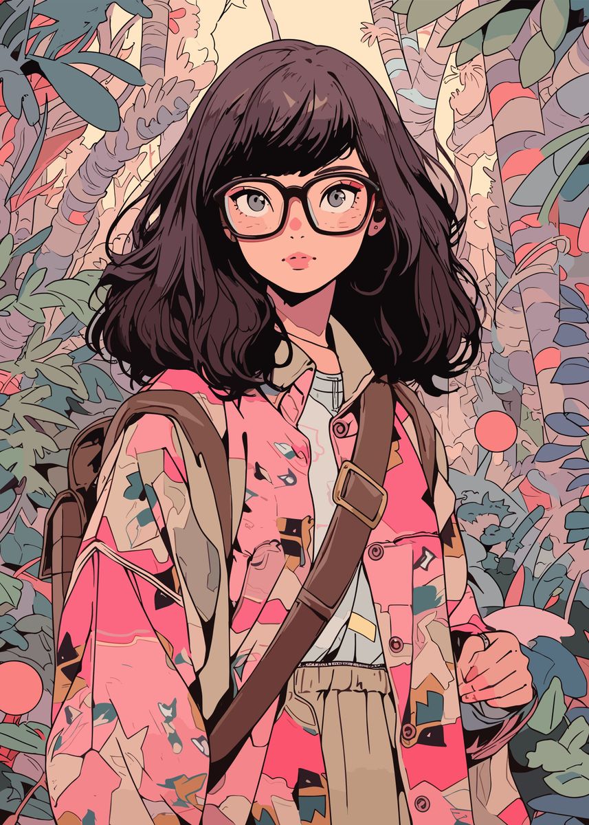 'Nerd Anime Girl' Poster, picture, metal print, paint by SuperNova ...