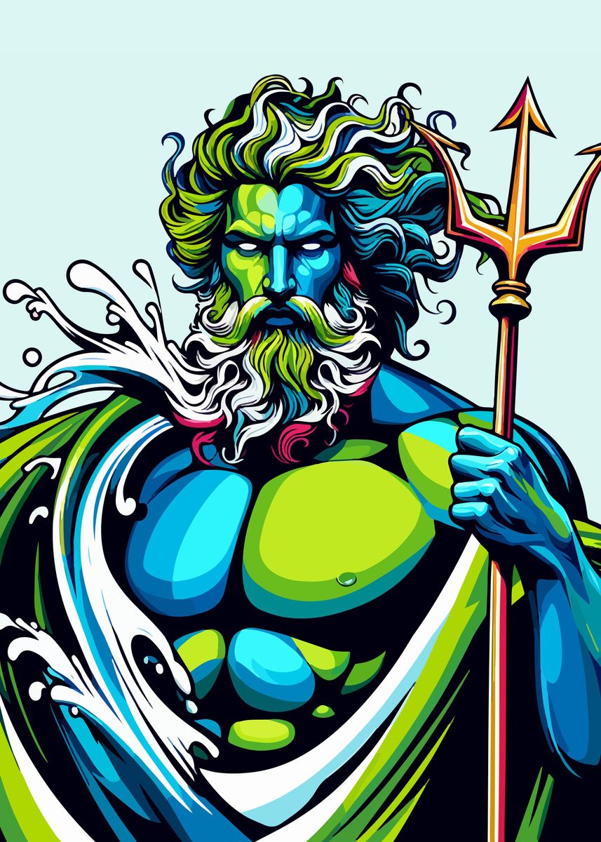 'poseidon King of the sea' Poster, picture, metal print, paint by du ...