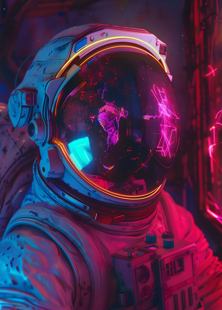 'Cosmonaut' Poster, picture, metal print, paint by Elipscease | Displate