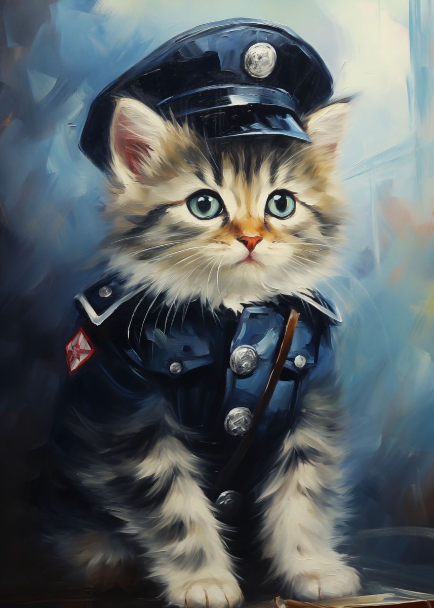 'Kitty Police' Poster, picture, metal print, paint by Boot Hill | Displate