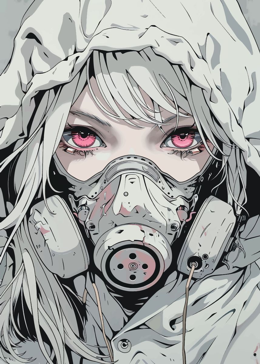'Anime Girl With Mask' Poster, picture, metal print, paint by Scott ...