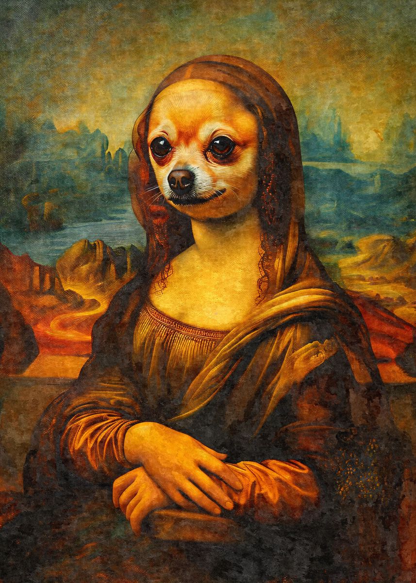 'Funny Chihuahua Mona Lisa' Poster, picture, metal print, paint by ...