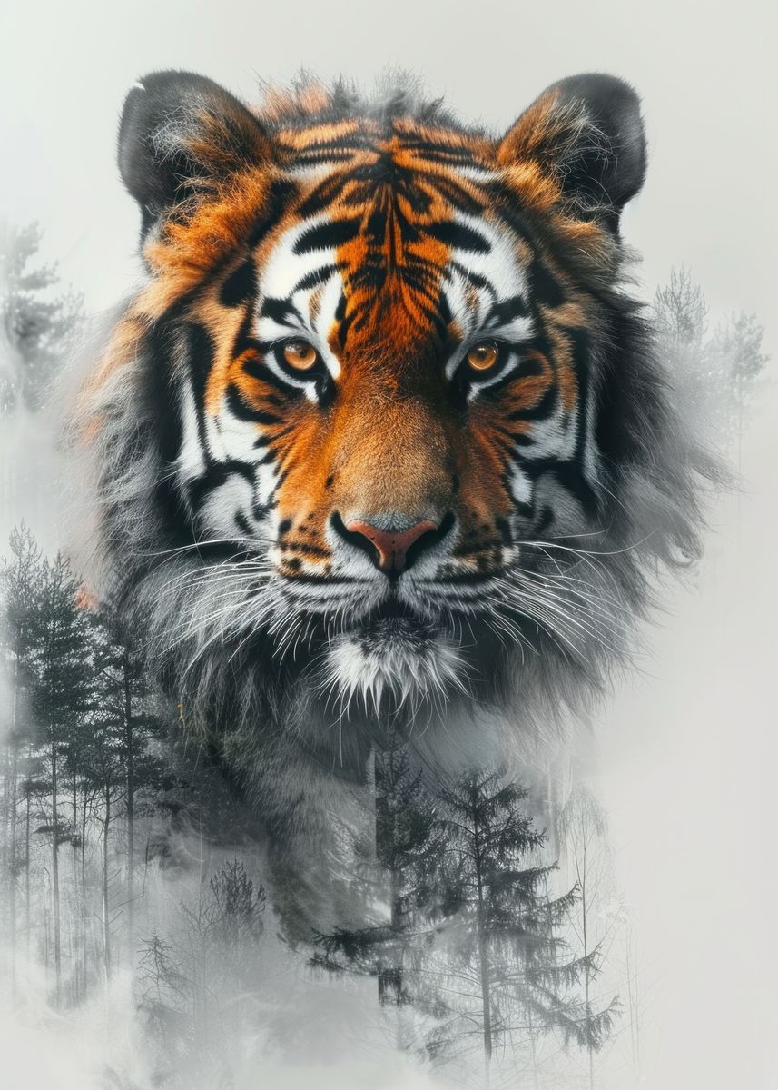 'Tiger' Poster, picture, metal print, paint by Volodymyr Burdiak | Displate