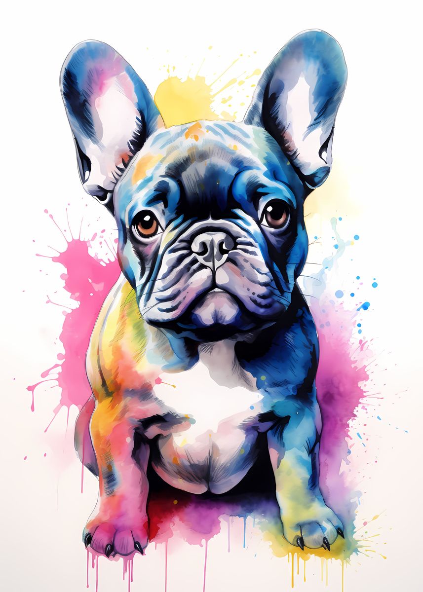 'Bulldog in Watercolor' Poster, picture, metal print, paint by Autophil ...