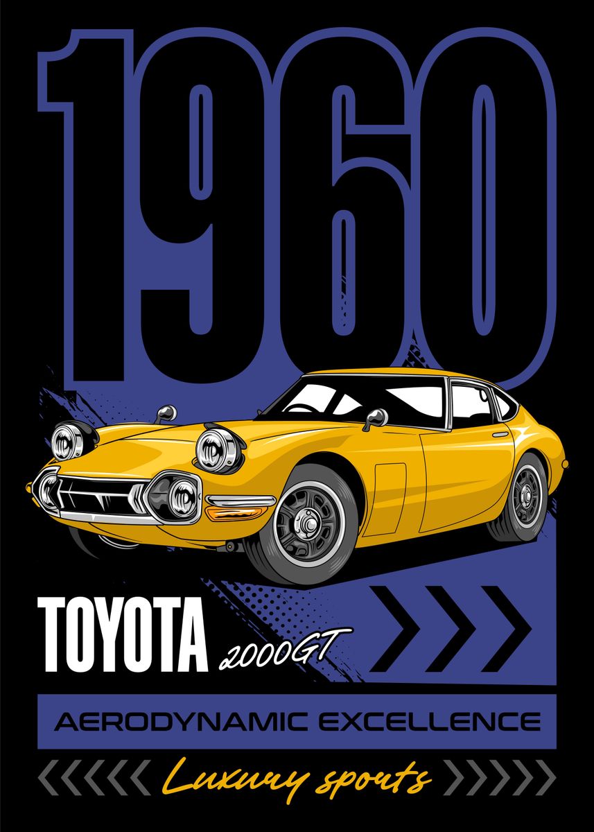 'Retro 2000GT JDM Car' Poster, picture, metal print, paint by Adam ...