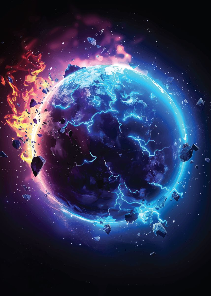 'Explosive Galaxy Cosmic' Poster, picture, metal print, paint by Poster Creation | Displate