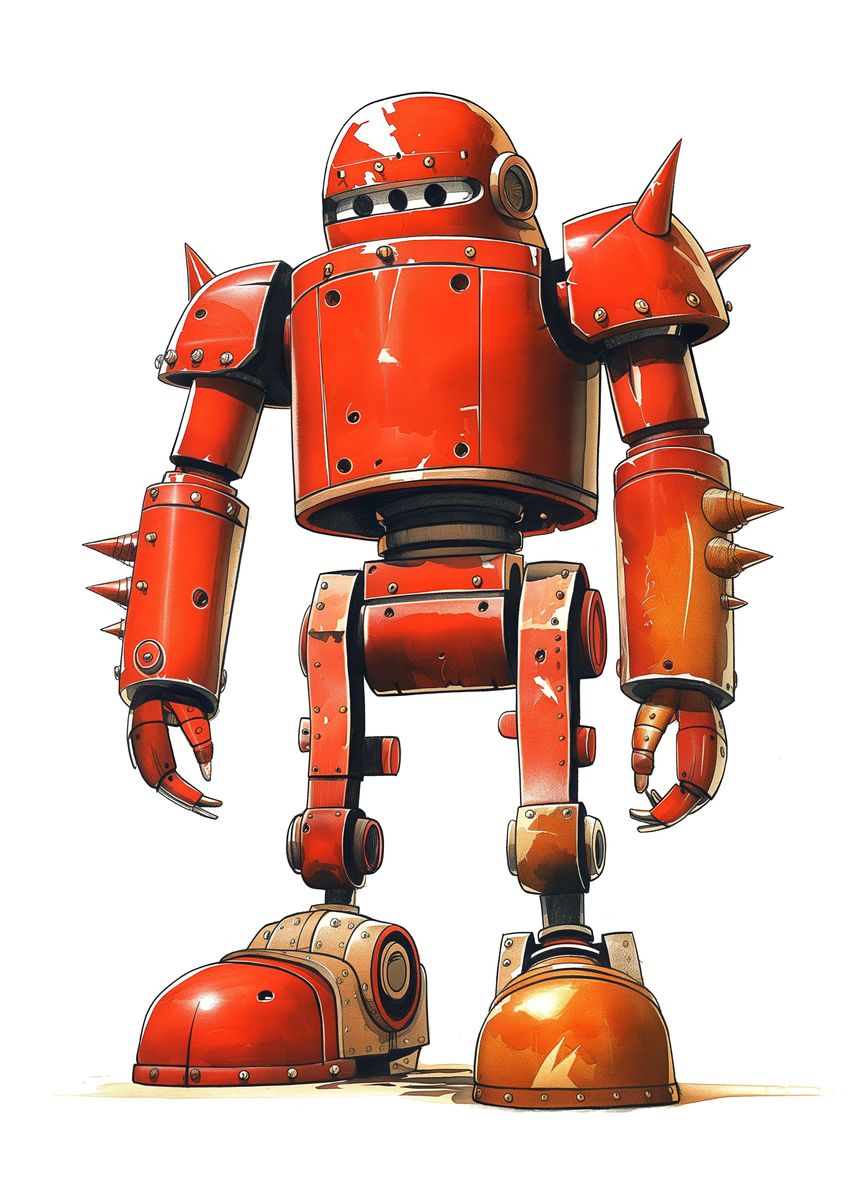 'Red Junk Yard Robot' Poster, picture, metal print, paint by urbanbuzz ...
