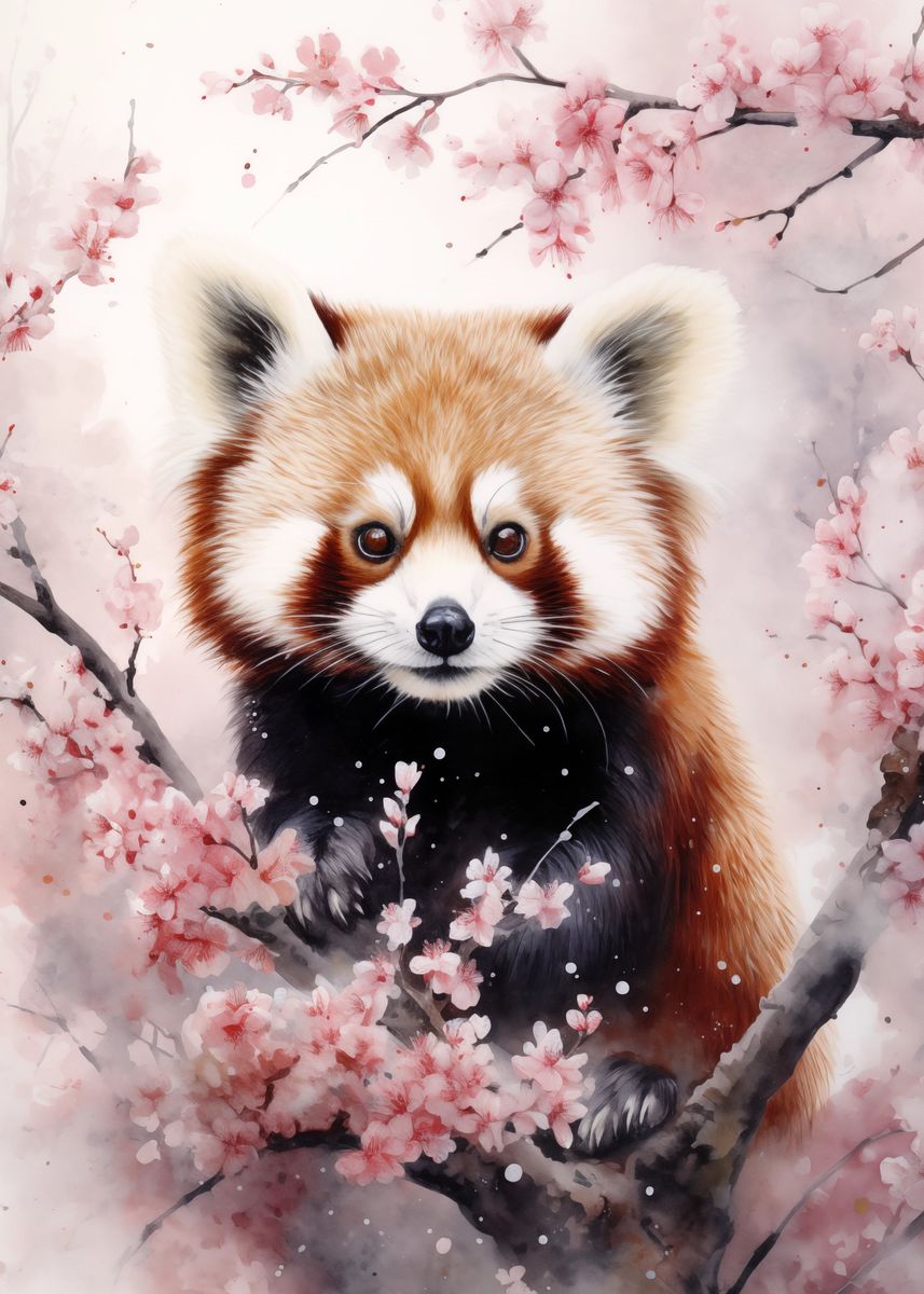 'Red Panda Watercolor' Poster, picture, metal print, paint by VAGANTE ...