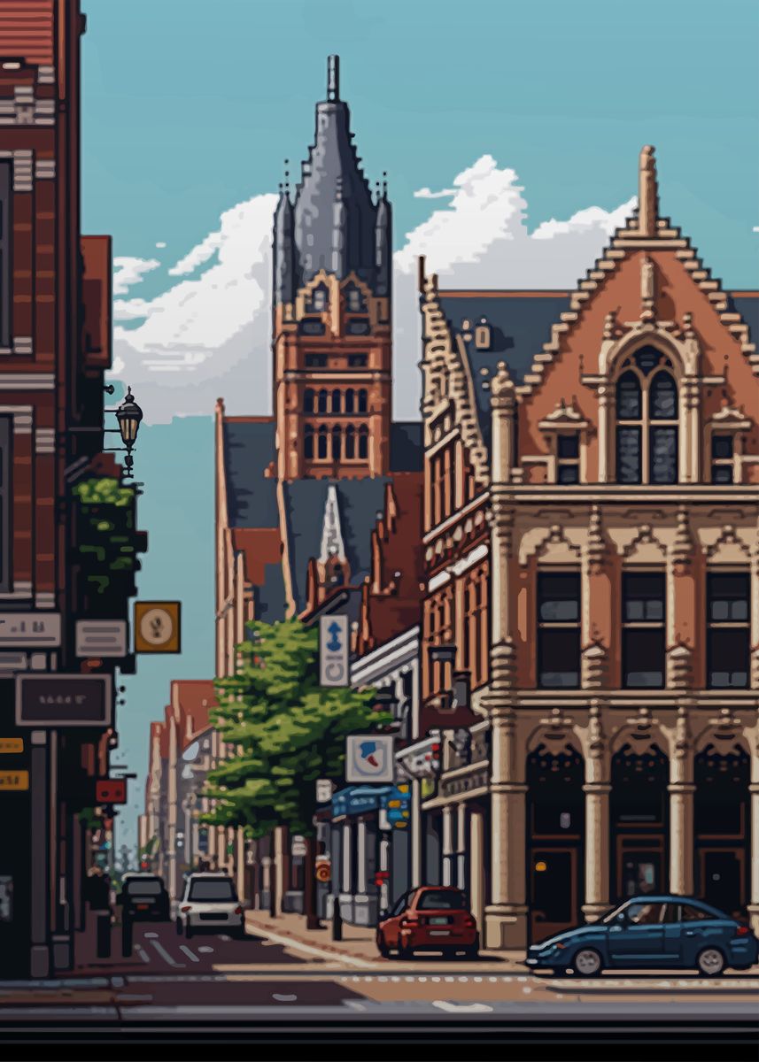 'Hanover City Pixel Art' Poster, picture, metal print, paint by M Art ...