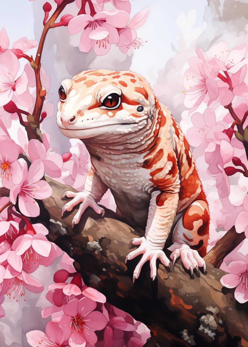 'Leopard Gecko watercolor' Poster, picture, metal print, paint by ...