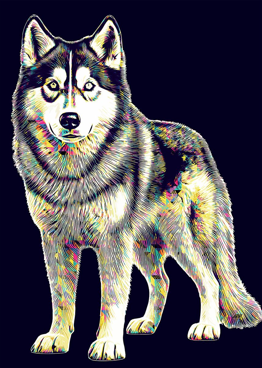 'Dog Husky pop art ' Poster, picture, metal print, paint by Fachrul ...
