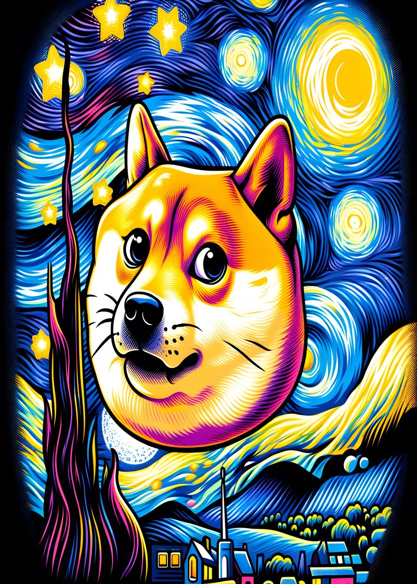 'Doge Meme' Poster, picture, metal print, paint by Toko Diwan | Displate