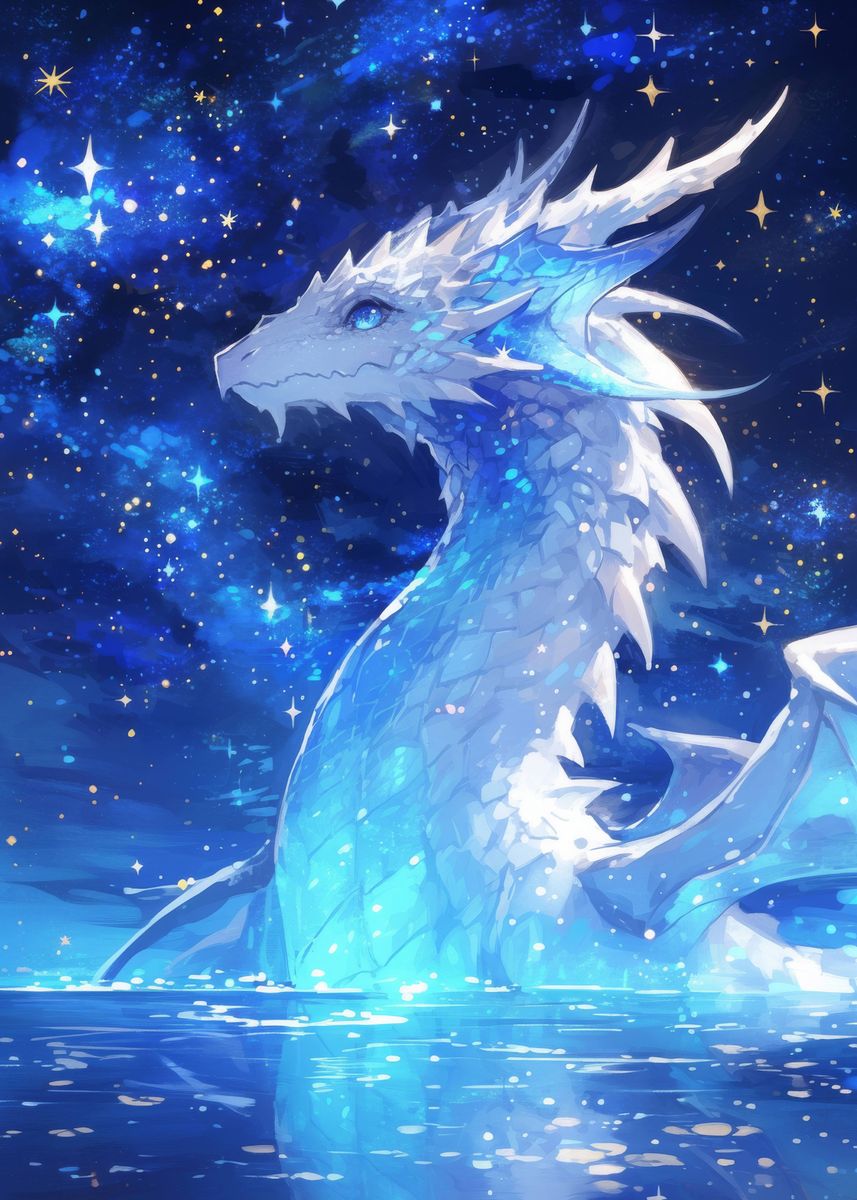 'White Galaxy Dragon' Poster, picture, metal print, paint by Adam Reed ...