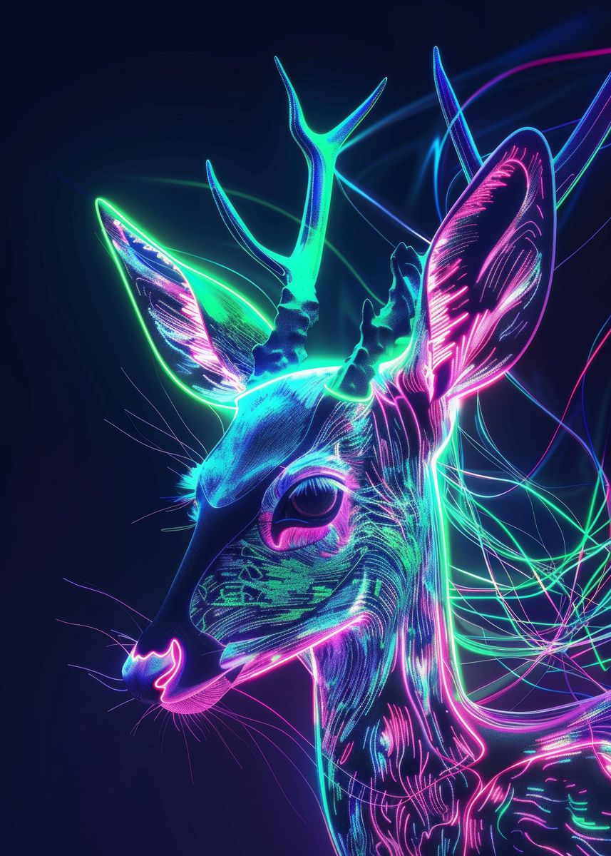 'Neon Doe' Poster, picture, metal print, paint by Zackary Baker | Displate